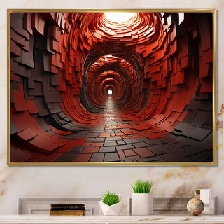 Designart "Abstract Square Red Wood Tunnel II" Tunnels Framed Canvas Art Print - Bed Bath ...